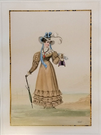WATERCOLOUR OF LADY IN 1825 FASHION. Art - Paintings - Auctionet
