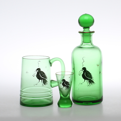 TABLEWARE PARTS, 17 parts, glass, "Fyllkaja", first half of the 20th ...