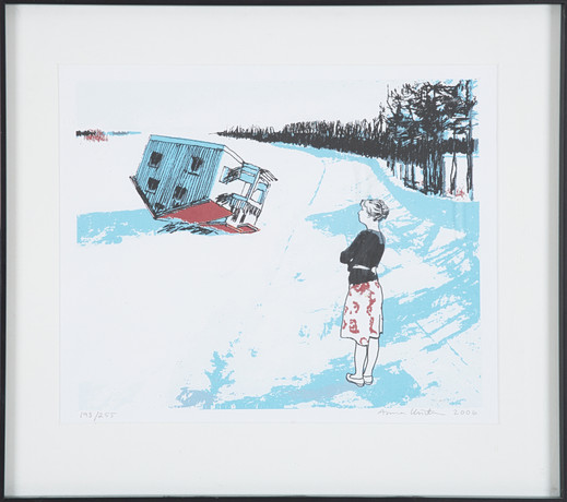 ANNA KRISTENSEN. Composición con mujer y casa, litografía en colores ...