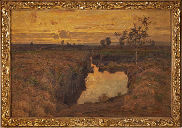 WILHELM FELDMAN (1859-1932). Landskap med å, olja på duk, signerad ...