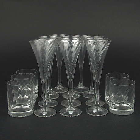 SNAPSGLAS SAMT SELTERGLAS, "Helena" Gunnar Cyrén Orrefors. Glas ...