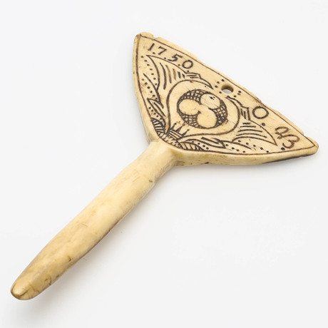 A selpinne, made of horn, marked by bone, dated 1750. Ethnographica ...
