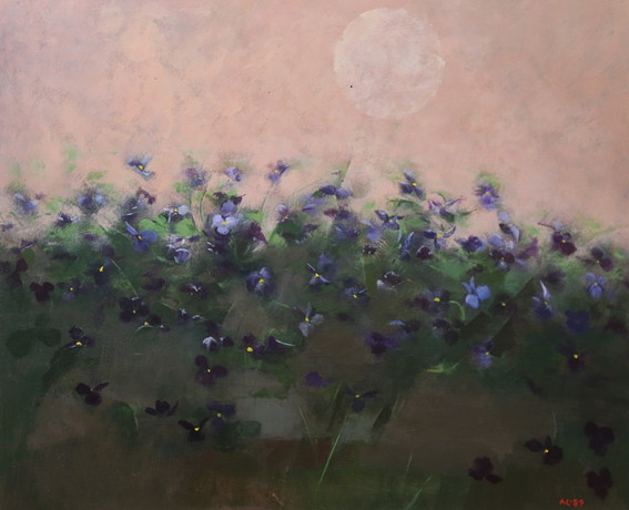 ANDERS LINDGREN. Kukkakuvio, öljy levylle, signeerattu AL ja päivätty ...