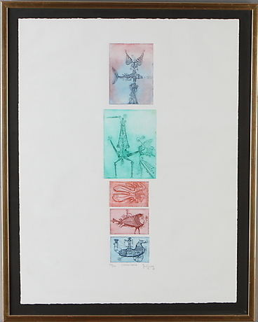 MARCEL GENAY. "Onirobestaire", color etching, signed and numbered 13/30 ...