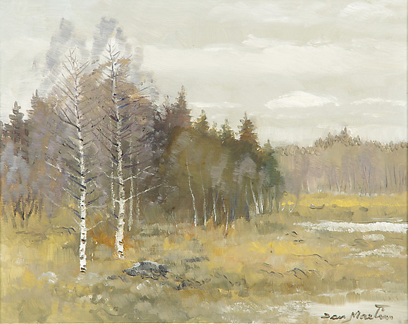 DAN MARTIN. Landscape with marsh, oil on Board, signed. Art - Paintings ...