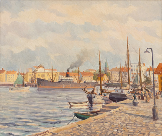 KARL GUSTAV HOLMBERG. Harbour motif, oil on panel, signed and dated ...
