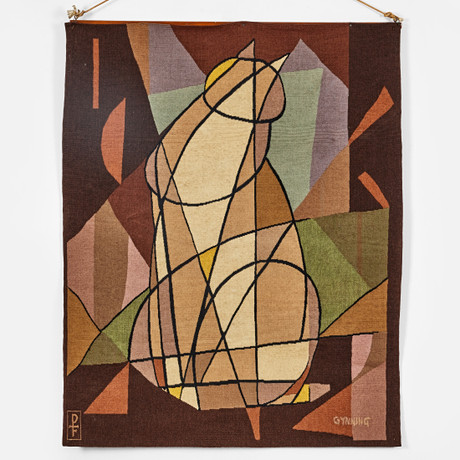 LARS GYNNING (1920-2003). "Sittande katt". Konst - Måleri - Auctionet