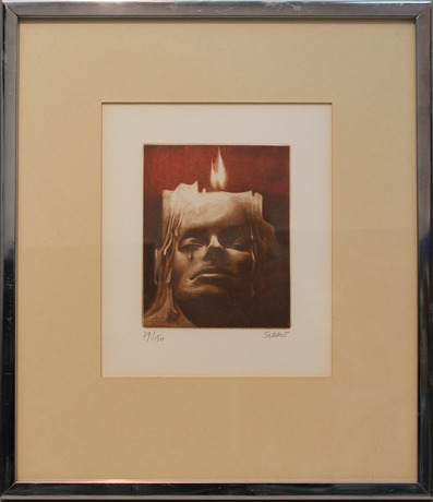 CLAUDE MARCEL LOUIS SERRE. "Les Bougies". Color etching. Signed Serre ...