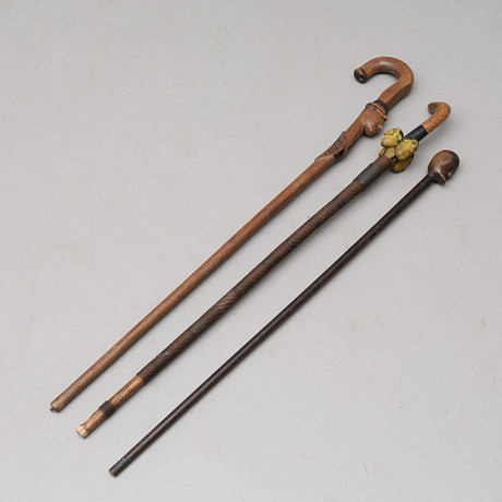 THREE WOODEN STICKS, BRITISH COLONIAL WORKS, 20TH CENTURY. Collectables ...