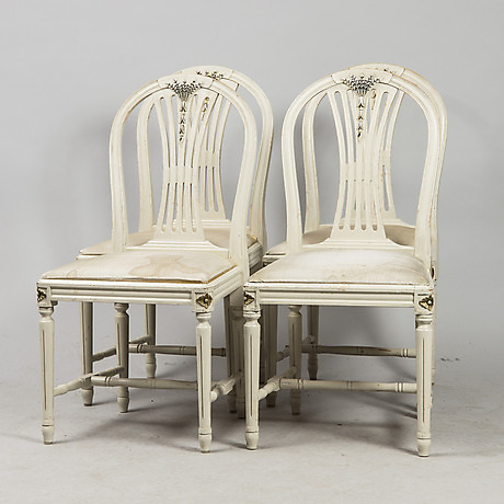 STOLAR, 4 stycken, "Axet", vitmålade, gustaviansk stil. Möbler ...