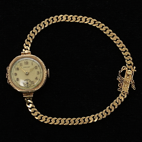 WRIST WATCH, ladies, dial marked Exact, manual, 14k gold case, 18k gold ...