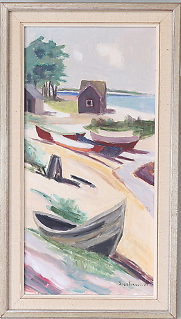 SVEN PERSSON. "Byrum Öland", olja på duk, signerad. Konst - Måleri ...