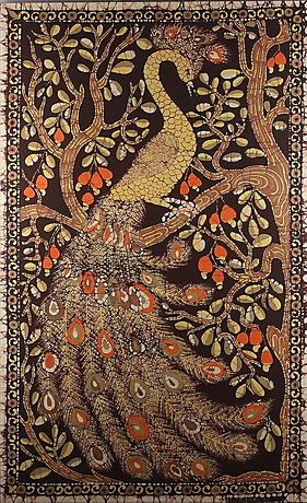 ERIC SURIYASANA. Batik print, peacock motif, signed in the print. Art ...