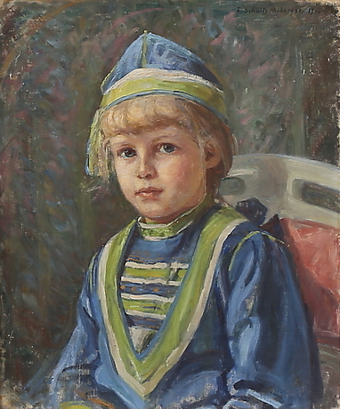 ELSA SCHULTZ MOBERGER. Child portrait. Oil on canvas, signed and dated ...