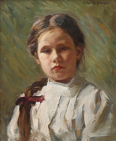 ELSA SCHULTZ MOBERGER. Portrait. Oil on canvas, signed. Art - Paintings ...