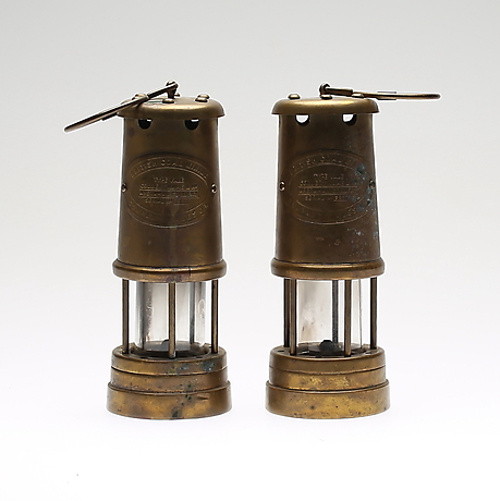 MINING LAMP, 2 pcs, brass, British Coal Mining, Wales, 1900s. Lighting ...
