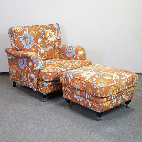 FÅTÖLJ med fotpall. "Savoy", Howard-modell, Skånska Möbelhuset. Möbler ...