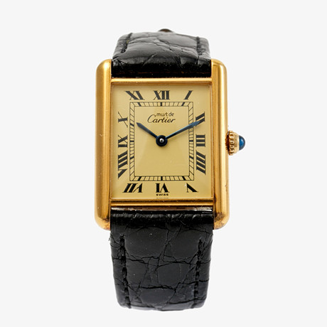 CARTIER, damarmbandsur, Must de Cartier, Tank, förgyllt sterlingsilver ...