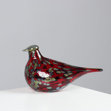 OIVA TOIKKA. Handmade bird figurine in stained glass, “Rubiinilinto ...