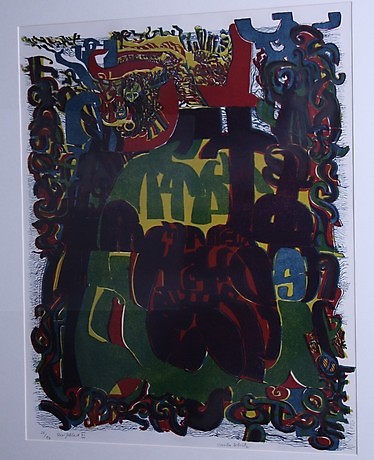 URSULA SCHÜTZ." script sheet VI " Color lithography. sing & number 25/ ...