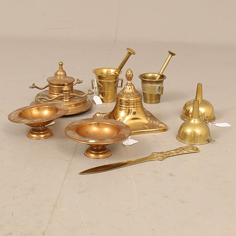 Brass objects, 9 pieces, 20th century. Silver & Metals - Pewter, Brass ...