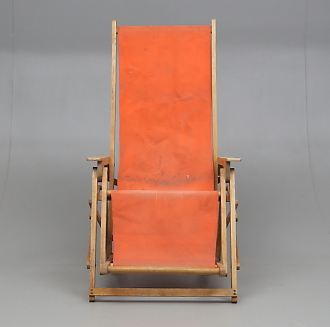 SOLSTOL, trä samt tyg, 1900-talets mitt. Trädgård & Byggnadsvård ...