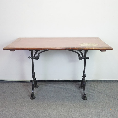 TABLE, wood/cast iron, pub table, design Andy Thornton reproductions ...