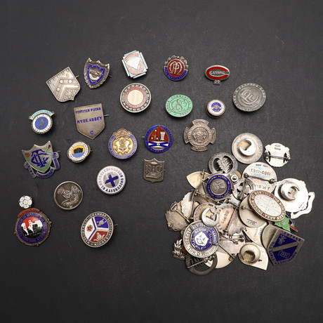 A COLLECTION OF FIFTY SILVER BADGES. Coins, Medals & Stamps - Other ...