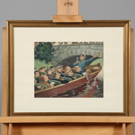 HARALD SKOGSBERG. AKVARELL, "Paddan", signerad. Konst - Måleri - Auctionet