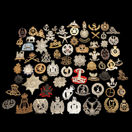 A MIXED COLLECTION OF SEVENTY BRITISH MILITARY CAP BADGES. Coins ...