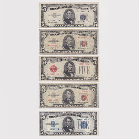FIVE $5 BANK NOTES USA (5). Coins, Medals & Stamps - Coins & Banknotes ...