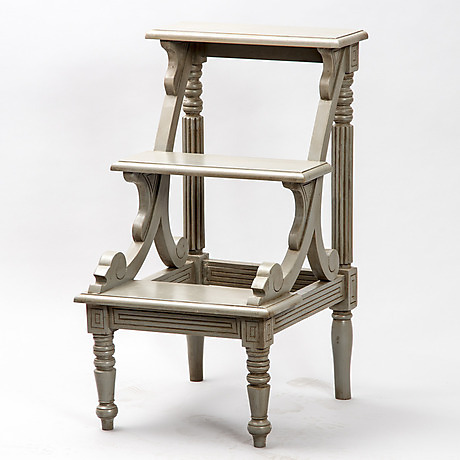 LIBRARY LADDER, Victorian style, gray painted, contemporary. Furniture ...
