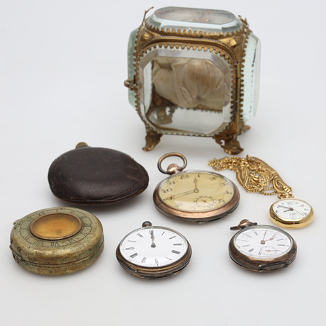 6 pocket watches and pocket watch stand. Clocks & Watches - Pocket ...
