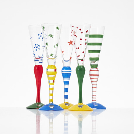 ANNE NILSSON. "Clown" snapsglas, 5 stycken, Orrefors. Signerade. Glas ...