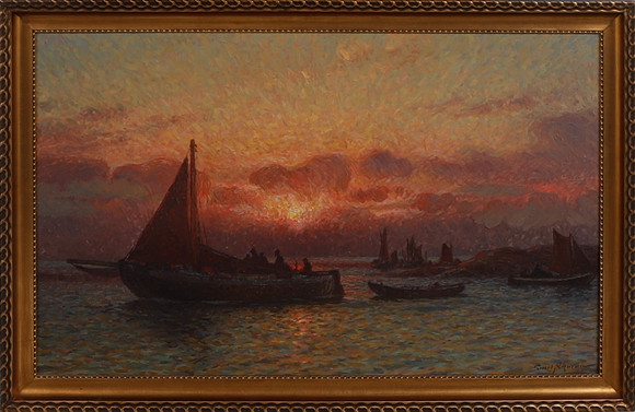 EMIL EKMAN. Kustbild med fiskare, olja på duk, signerad. Konst - Måleri - Auctionet