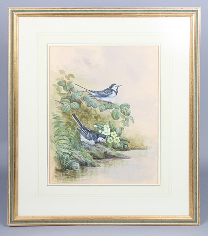 JENNY HAYLETT (20TH CENTURY) PIED WAGTAILS. Art - Paintings - Auctionet