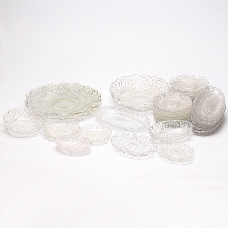SERVISDELAR, 36 delar, Gryts/Eda glasbruk, omkring 1900. Glas ...