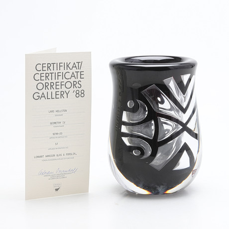 LARS HELLSTEN. Vas, Ariel, "Geometry IV", Orrefors, signerad. Glas ...