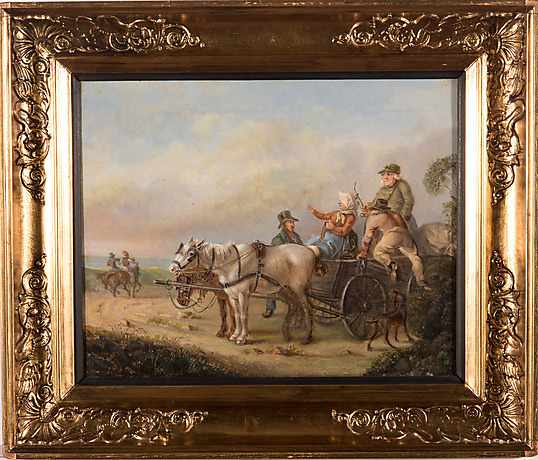 NIELS SIMONSEN. horse-drawn carriage. Art - Paintings - Auctionet
