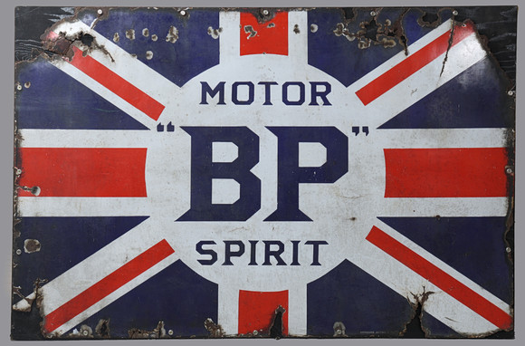 A LARGE 'BP MOTOR SPIRIT' ENAMEL ADVERTISING SIGN. Collectables ...
