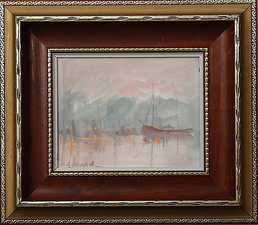 CARLO KNUD HANSEN. Port motif, signed CK Hansen, oil on canvas. Art ...