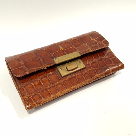 1950s English purse in honey-colored crocodile leather. Vintage ...