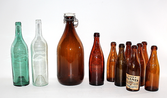 BEER BOTTLES, glass, 11 pcs, Limmared glass factory. Glass - Other ...