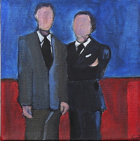 FERN SCOTT OLSSON. "Suits", mixed media, signed Fern and signed and ...