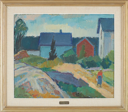 CARL MAGNUS LINDQVIST. “Motif från Norrbystrand” oil on canvas, signed ...