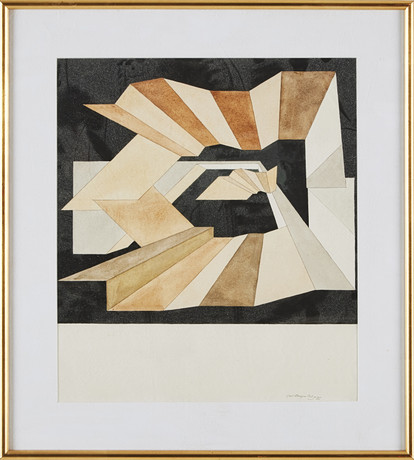 CARL HAMPUS BERGMAN. Geometrinen sommitelma, vesiväri, signeerattu ja päivätty -82. Taide ...