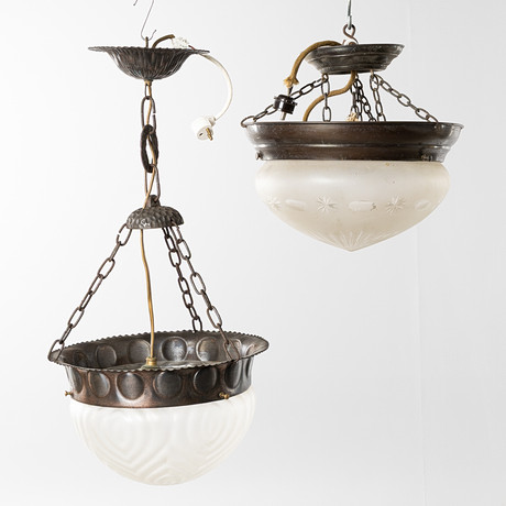 CEILING LAMPS, 2 pieces, Jugend, cups with glass cup. Lighting & Lamps ...