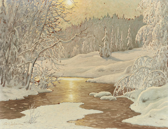 ERNST LINDGREN (1887-1948), Sunlit winter landscape, signed, oil on ...