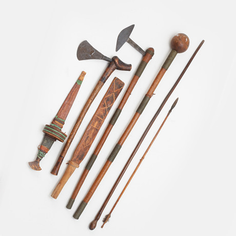 A set of 10 weapons and tools, Africa. Ethnographica - African tribal ...