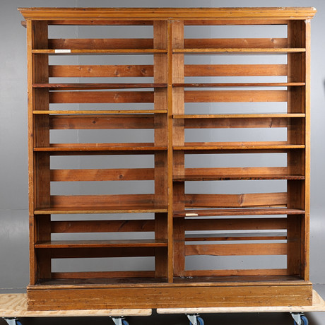 A LARGE VICTORIAN PINE DOUBLE SIDED LIBRARY BOOKCASE. Furniture ...